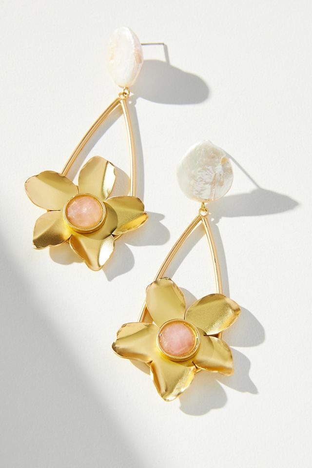 Floral Pearl Drop Earrings | Anthropologie
