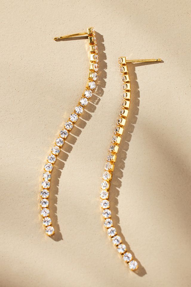 Delicate Linear Crystal Drop Earrings | Anthropologie