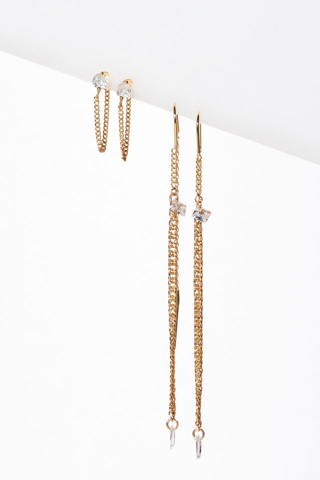 Set of Two Crystal Chain Earrings | Anthropologie
