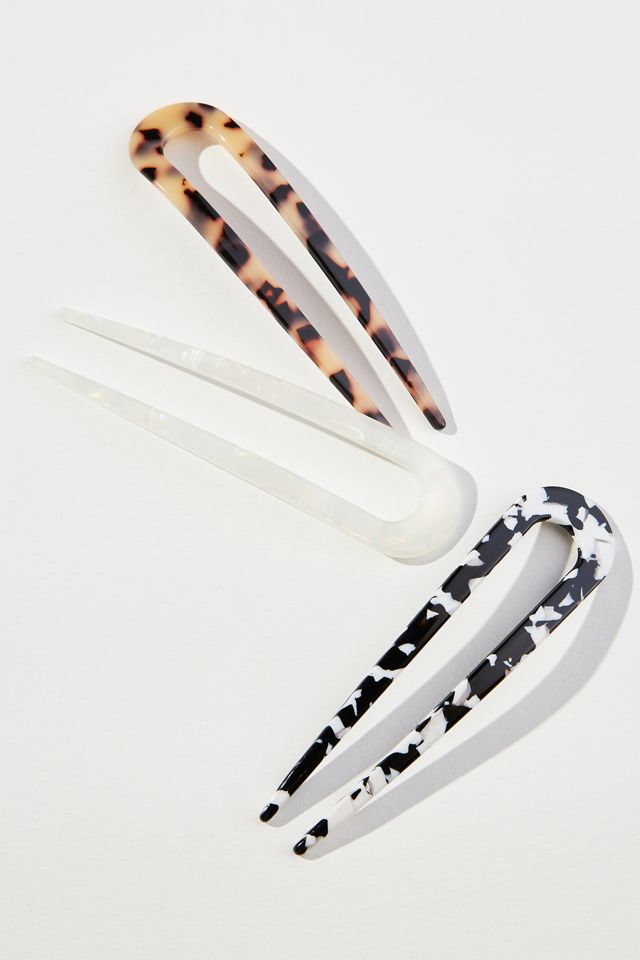 Set of Three Resin Hair Pins | Anthropologie