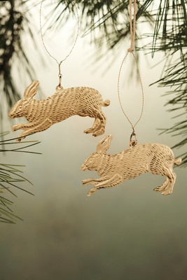 Gilded Rabbit Ornaments, Set of 2 | AnthroLiving