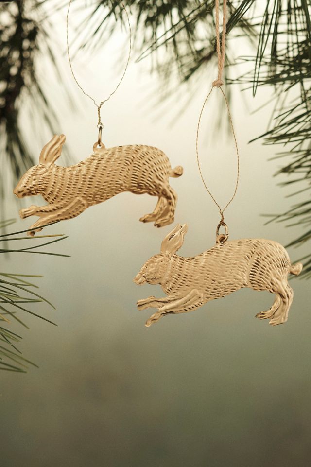 Gilded Rabbit Ornaments, Set of 2 | AnthroLiving