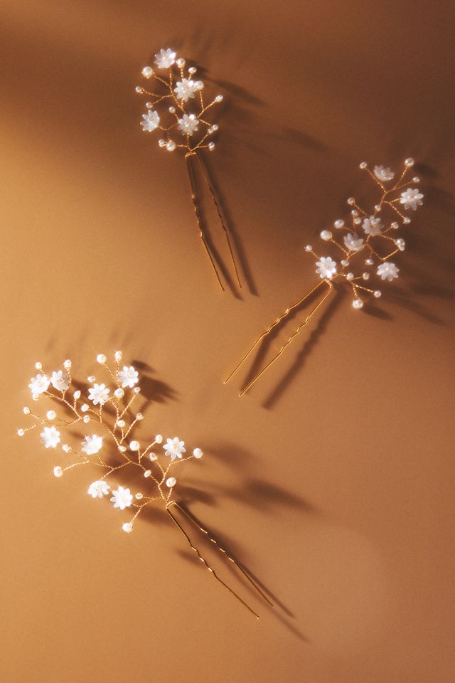 Serefina Floral Pearl Pin Set | Anthropologie