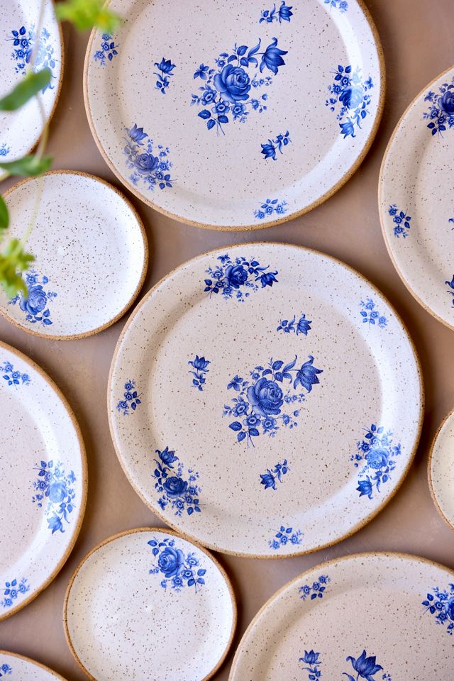 Earth and Element Blue Floral Saucer | AnthroLiving