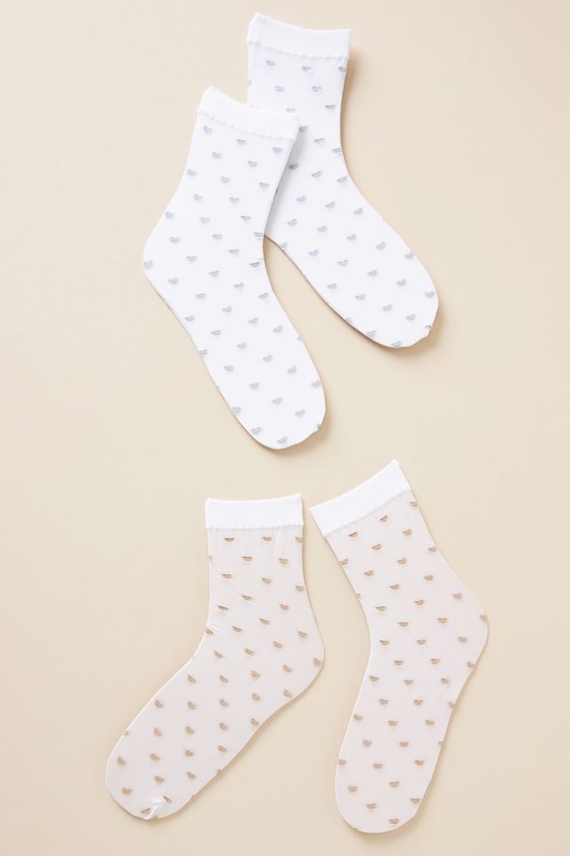 Set of Two Sheer Heart Socks | Anthropologie