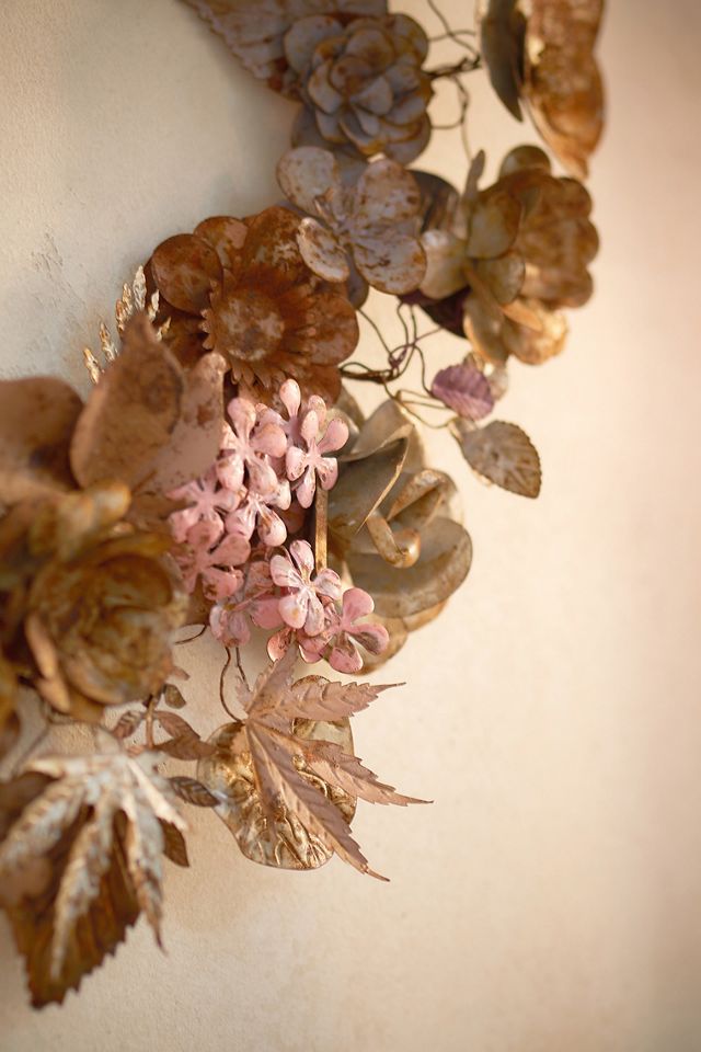 Gilded Pastels Floral Iron Wreath | AnthroHome