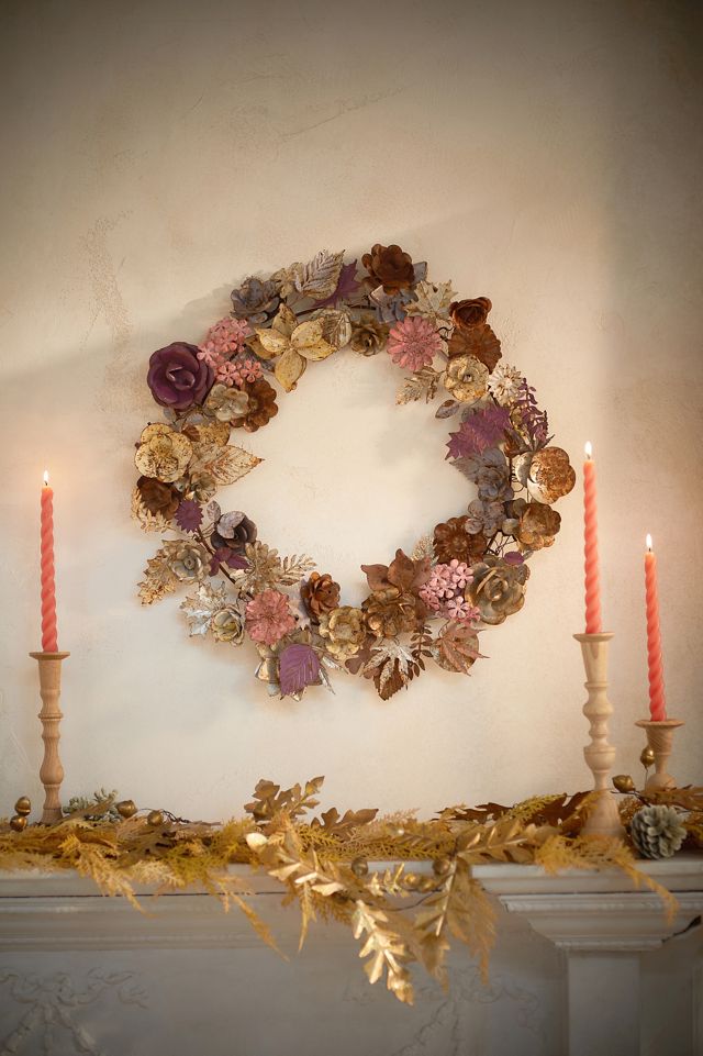 Gilded Pastels Floral Iron Wreath | AnthroLiving