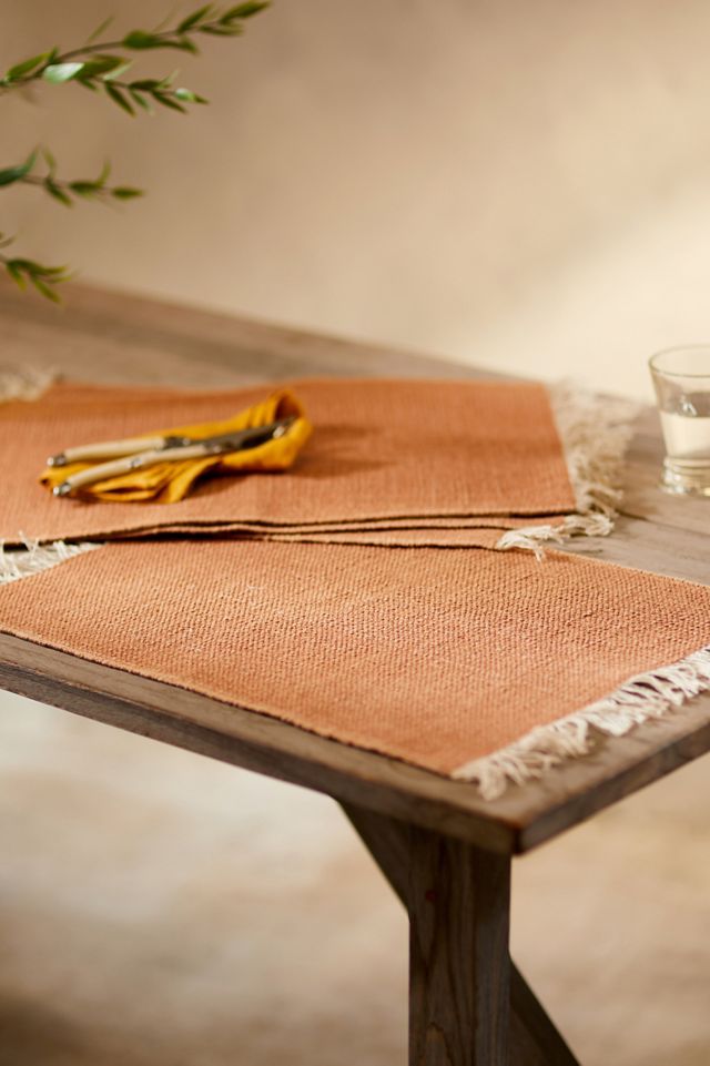 Fringed Cotton Placemats, Set of 4 | Anthropologie