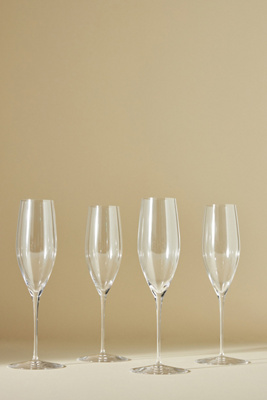 Neo Handcrafted Crystal Flutes, Set of 4 | AnthroLiving