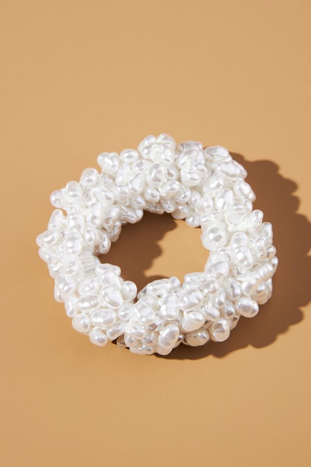 Pearly Beaded Hair Scrunchie | Anthropologie
