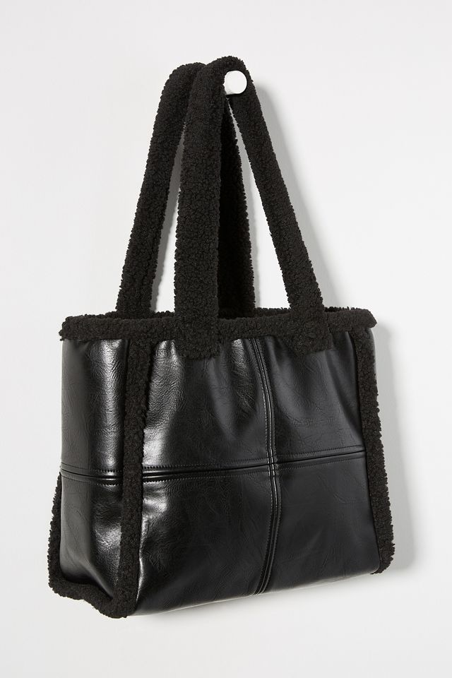 Faux Leather Sherpa Tote | Anthropologie