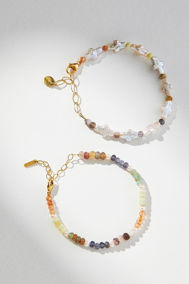 Chan Luu 18k Gold Set of Two Beaded Bracelets | Anthropologie