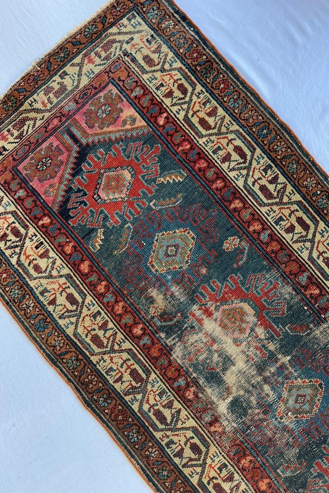 Blue Parakeet Rugs Antique Persian Scatter Rug No 2162 | AnthroHome
