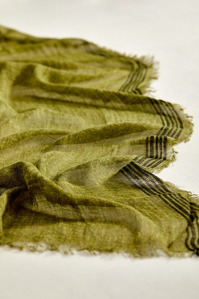 Stripe Edge Scarf, Moss | Terrain