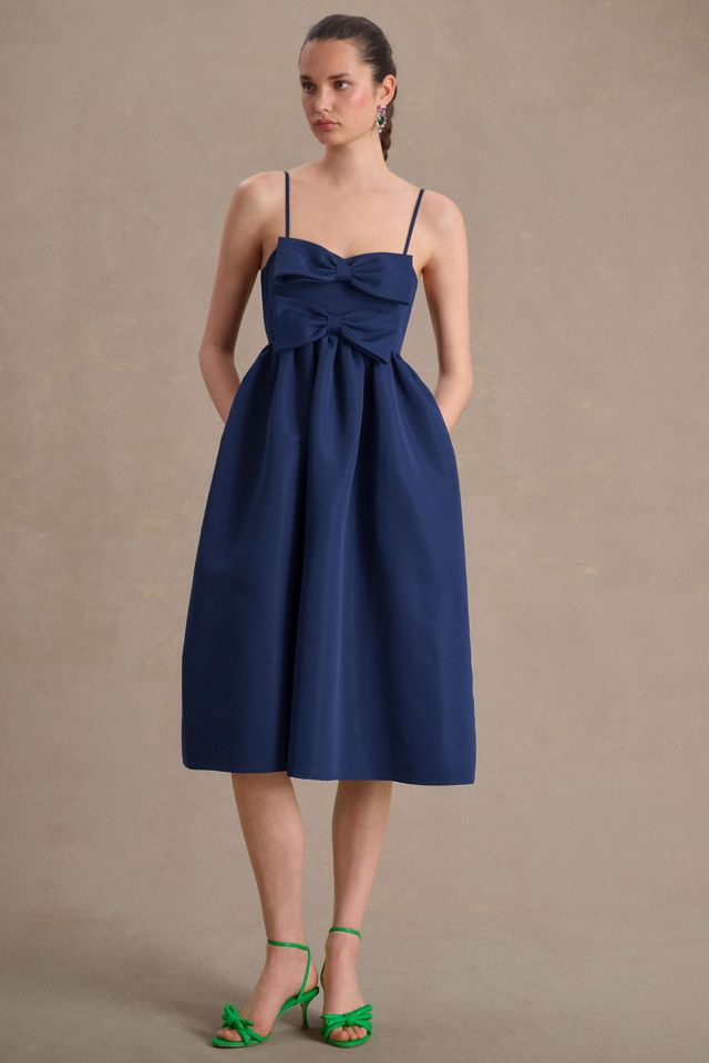 Sachin & Babi Sloane Taffeta Double-Bow Pleated Midi Dress | Anthropologie