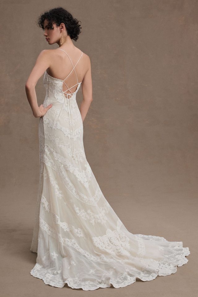 Bhldn Gaspard Straight Neck Lace Wedding Gown Anthropologie
