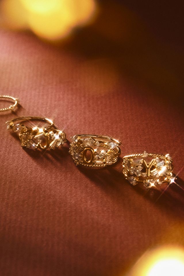 Set of Three Stackable Monogram Rings | Anthropologie