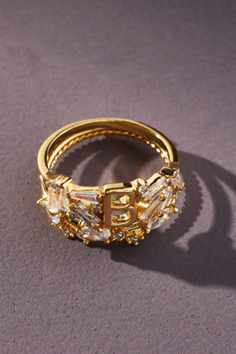 Set of Three Stackable Monogram Rings | Anthropologie