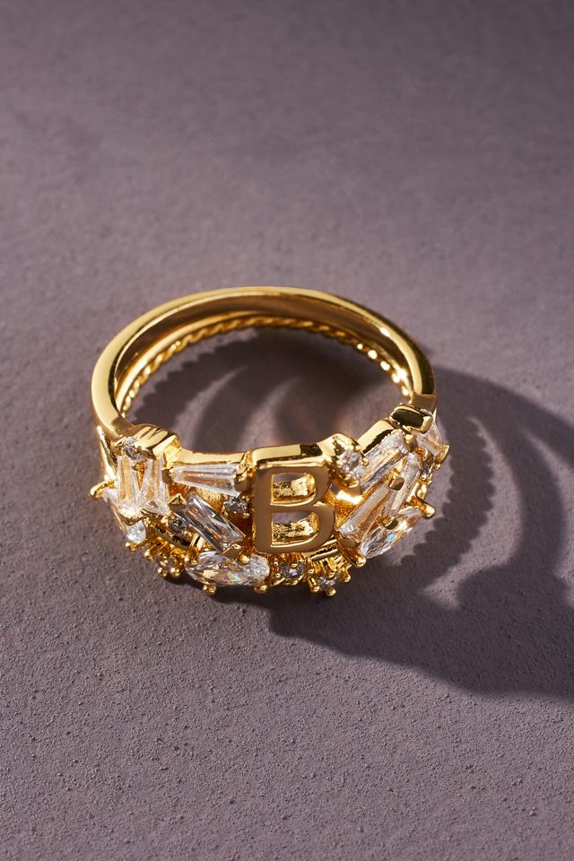 Set of Three Stackable Monogram Rings | Anthropologie
