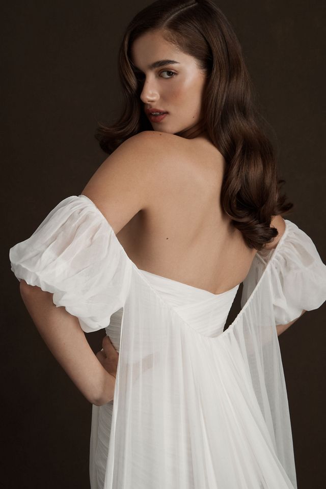 Watters Lupine Sheer Puff-Sleeve Cape | Anthropologie