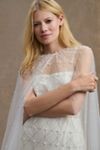 Watters Vittoria Pearl-Embellished Sheer Cape | Anthropologie