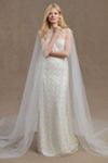 Watters Vittoria Pearl-Embellished Sheer Cape | Anthropologie
