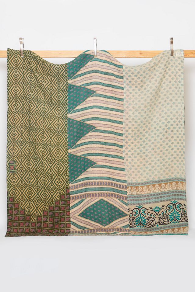 Anchal Queen Kantha Quilt No. Q220315 | AnthroLiving