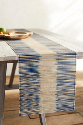 Blue Stripe Woven Bamboo Runner | Terrain