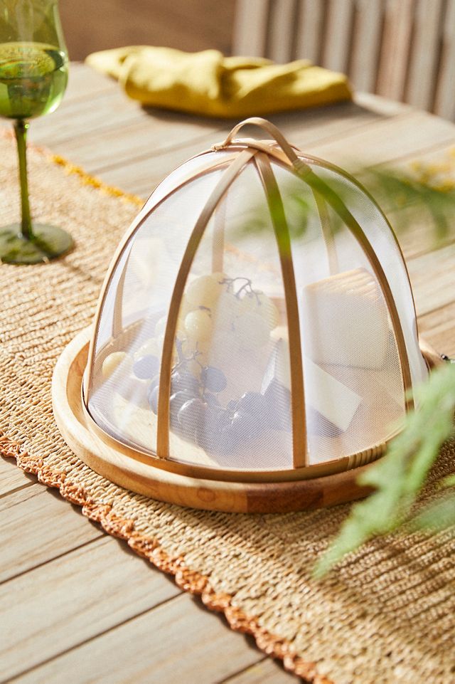 Mesh Food Cover with Wood Serving Tray, Round | Terrain