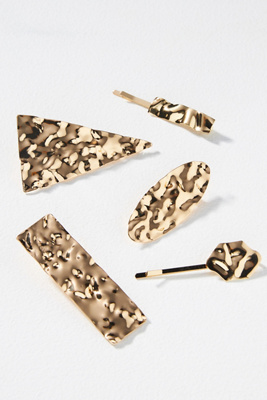 Set of Five Hammered Metal Hair Clips | Anthropologie