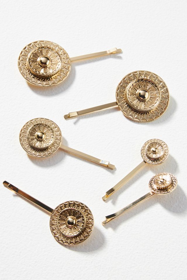 Set of Six Medallion Coin Hair Pins | Anthropologie