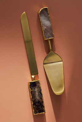 Agate Cake Slicer and Knife Set | AnthroLiving