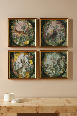 Dawn Wolfe Art Forest Critters Quadriptych Wall Art In Assorted | ModeSens