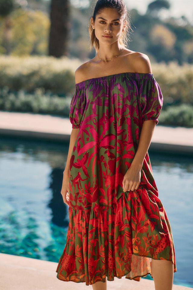 Farm Rio Off-The-Shoulder Cover-Up Dress | Anthropologie