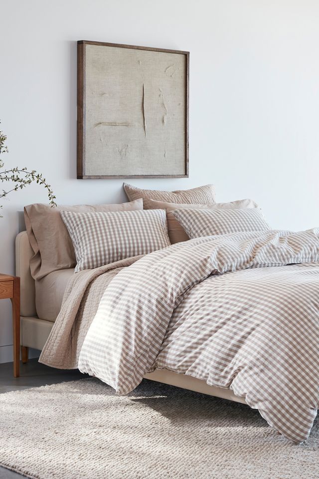 Coyuchi Coastal Gingham Organic Duvet Cover | AnthroLiving