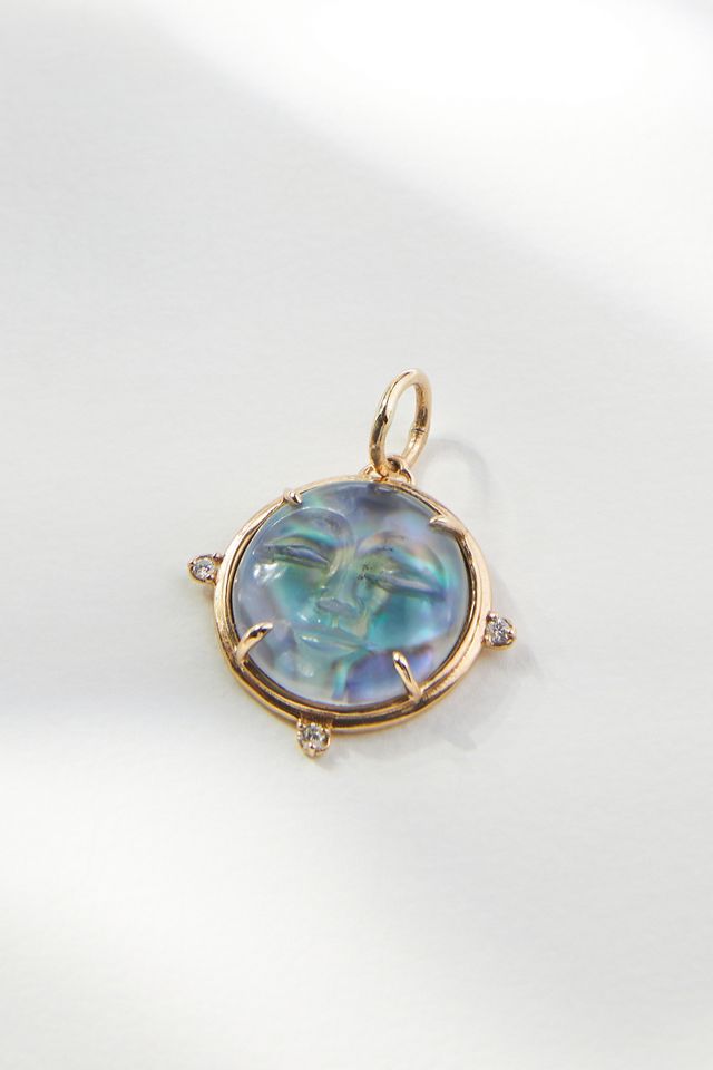 Maura Green 14k Gold Luminescent Moon Face Charm | Anthropologie