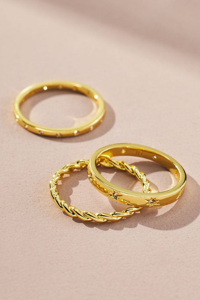 Uncommon James Set of Three 14k Gold Triad Stacking Rings | Anthropologie