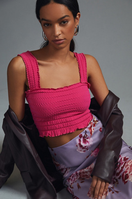 The Regan Seamless Smocked Square-Neck Tank | Anthropologie