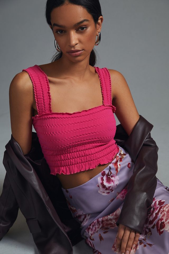 The Regan Seamless Smocked Square-Neck Tank | Anthropologie