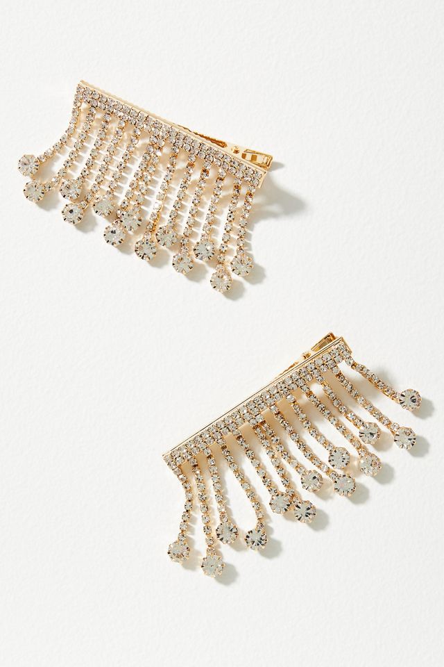 Set of Two Crystal Fringe Hair Clips | Anthropologie