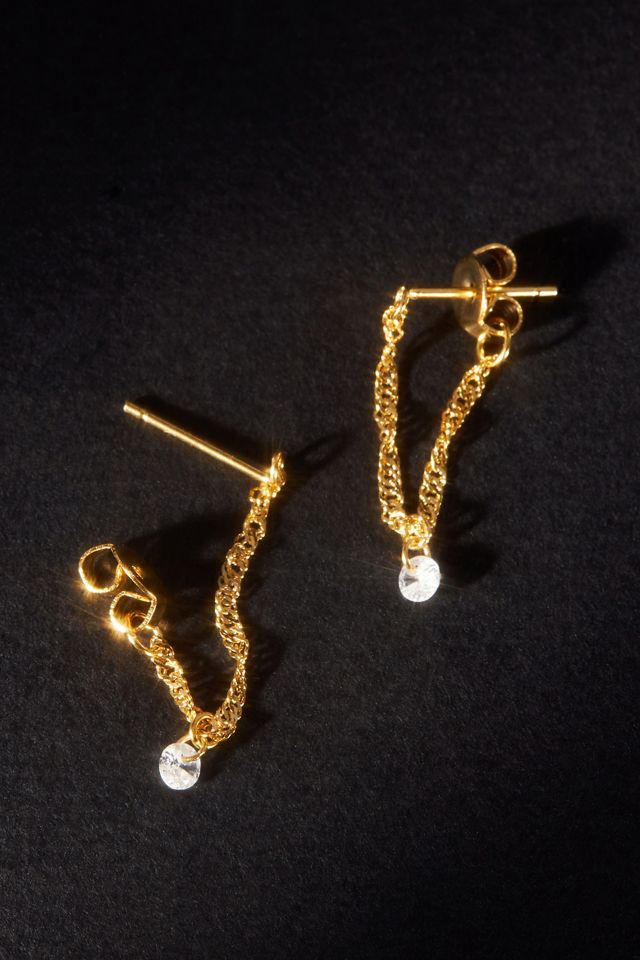 14k Gold Chain Loop and Crystal Earrings | Anthropologie