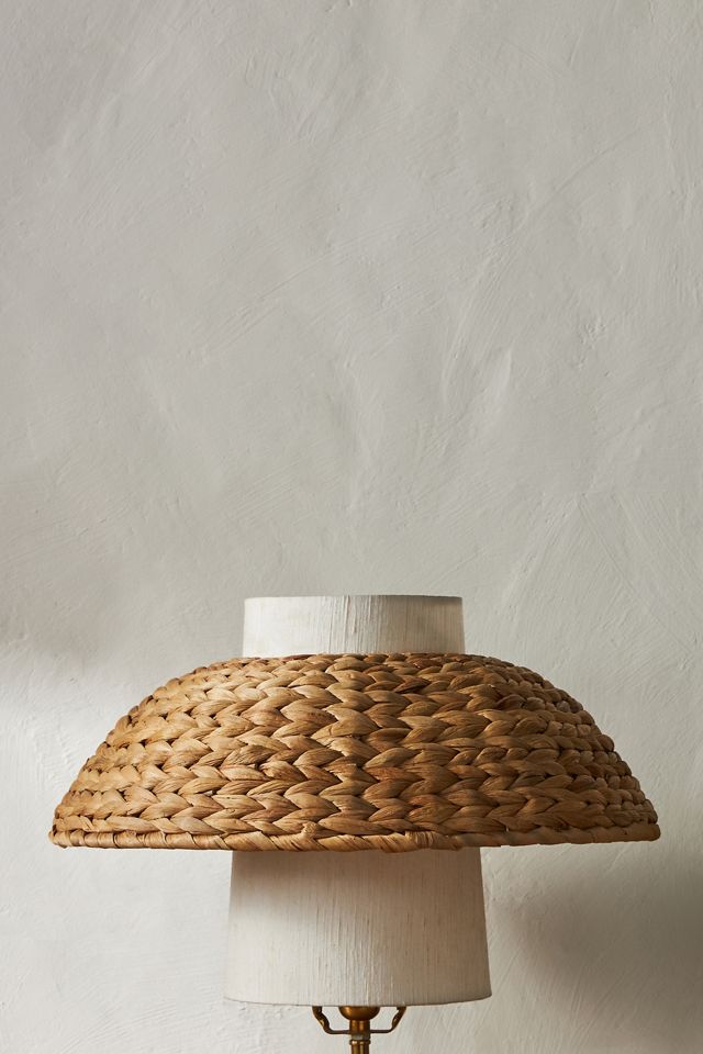 Woven Water Hyacinth Linen Lamp Shade | Anthropologie