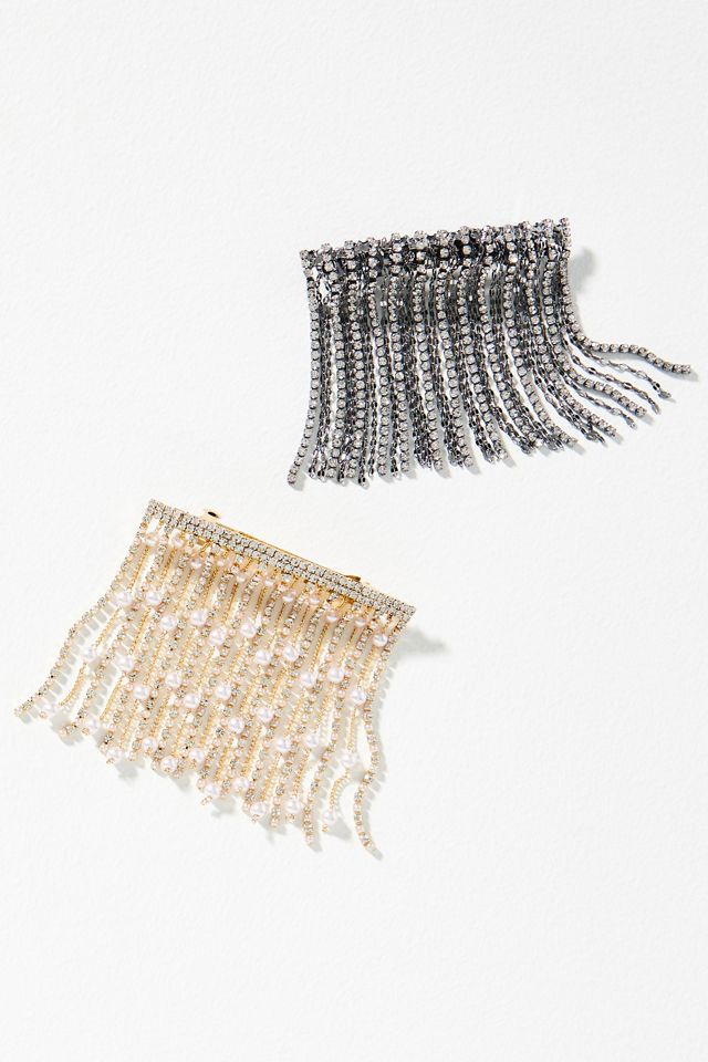 Set of Two Crystal Fringe Hair Clips | Anthropologie