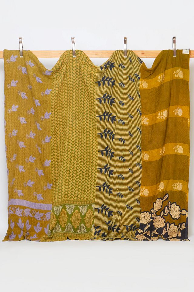 Anchal King Vintage Kantha Quilt No. K220407 | Anthropologie