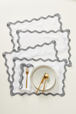 Bed Threads Scalloped Linen Placemats, Set of 4 | Anthropologie