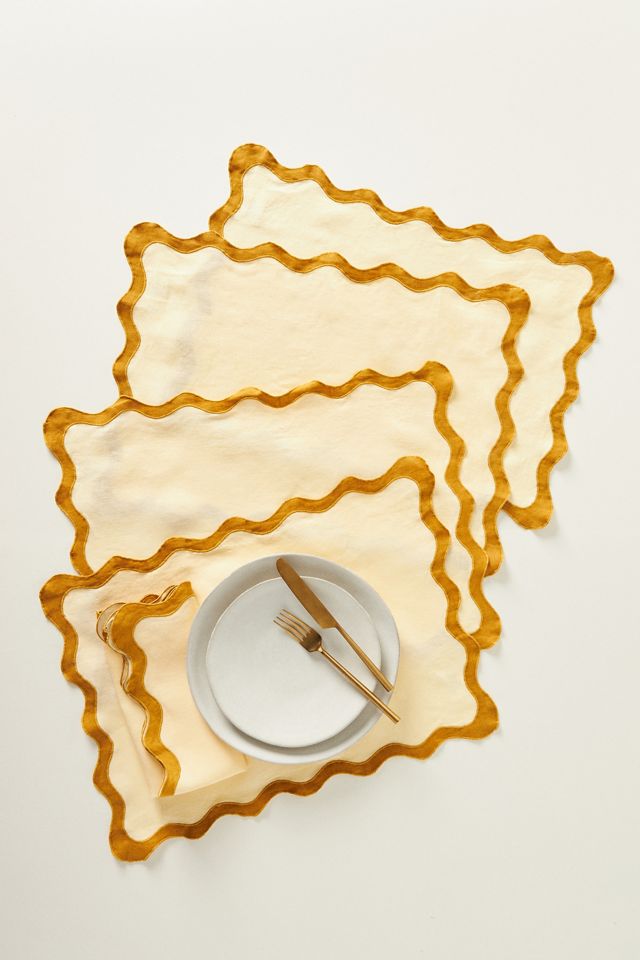 Bed Threads Scalloped Linen Placemats, Set of 4 | Anthropologie