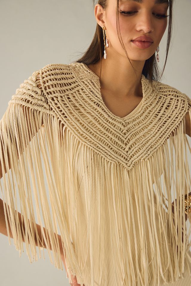 Pilcro Crochet Fringe Cape | Anthropologie