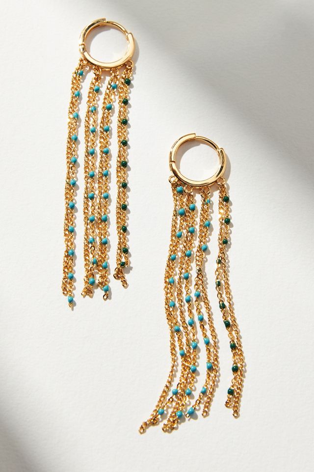 Fringe Chain Huggie Earrings | Anthropologie