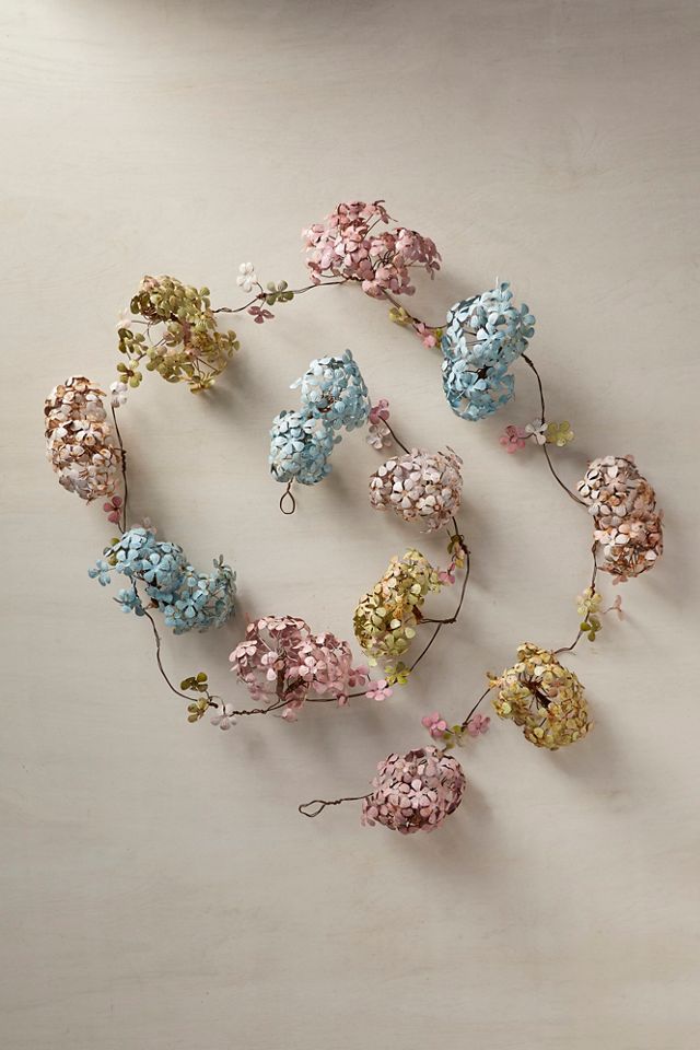 Colorful Hydrangea Iron Garland, 90" | AnthroLiving