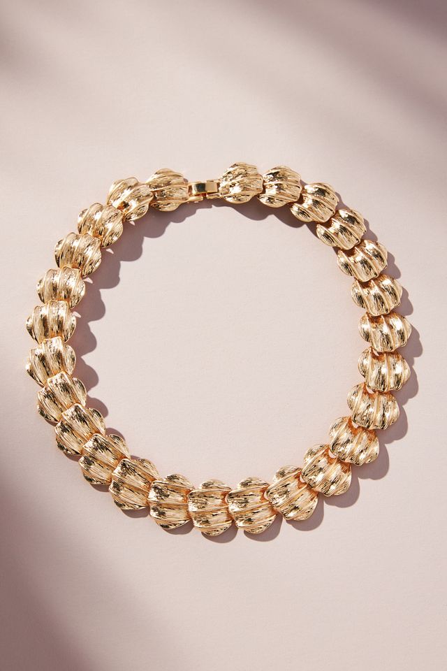 Overlapping Shell Gold Necklace | Anthropologie